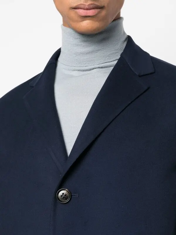 Colombo Notched-collar Wool Coat - Blue