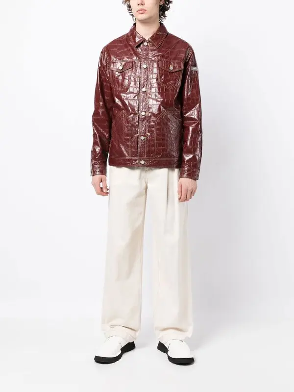 PALMER Crocodile-effect Faux Leather Jacket