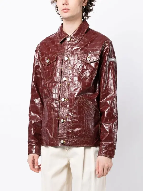 PALMER Crocodile-effect Faux Leather Jacket