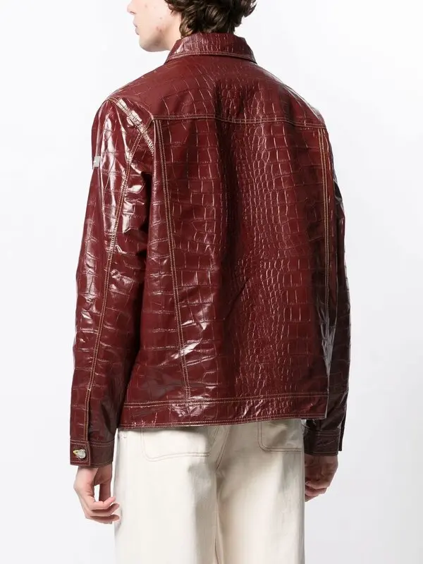 PALMER Crocodile-effect Faux Leather Jacket