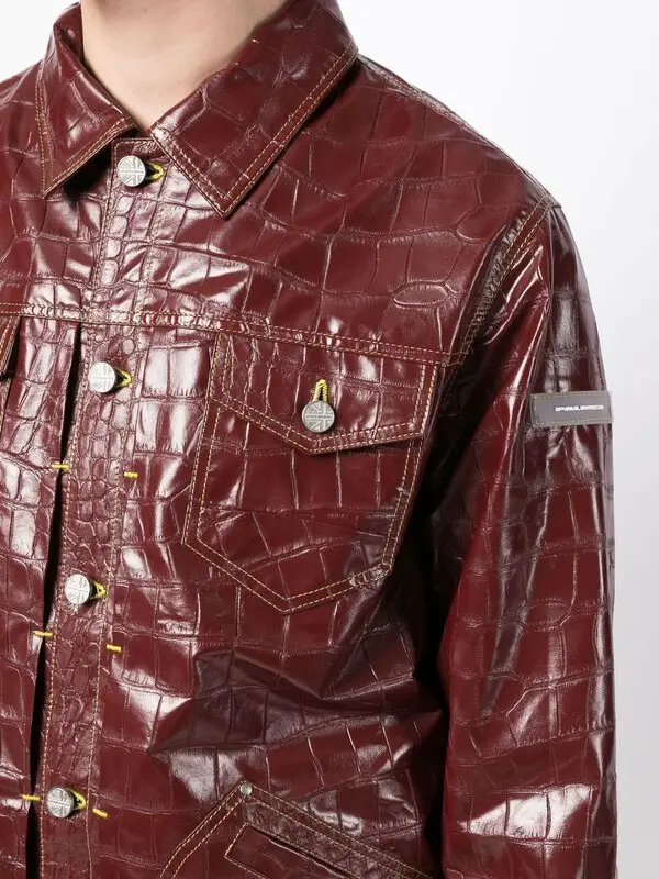 PALMER Crocodile-effect Faux Leather Jacket