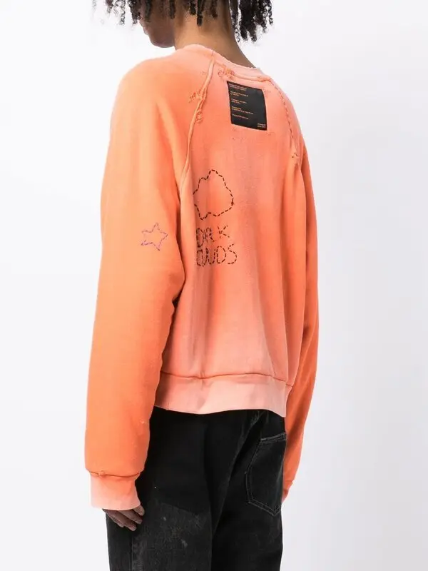 LIBERAL YOUTH MINISTRY Distressed-effect Embroidered Sweatshirt - Orange