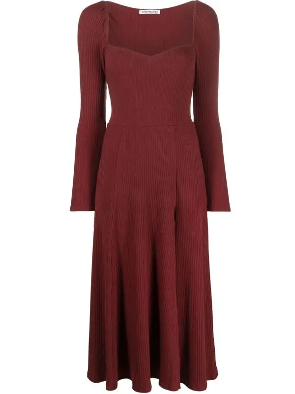 Reformation Banks Rib-Knit Dress In Red - 5% Off | Editorialist