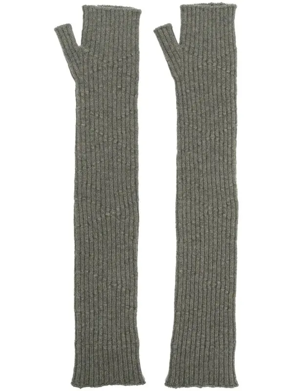 BARRIE Long Knit Fingerless Gloves - Green