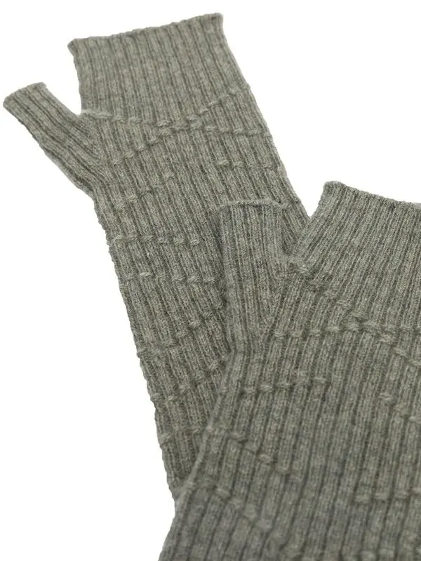 BARRIE Long Knit Fingerless Gloves - Green