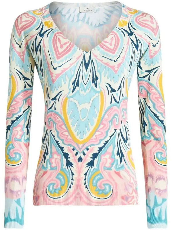Etro Graphic-print V-neck Jumper