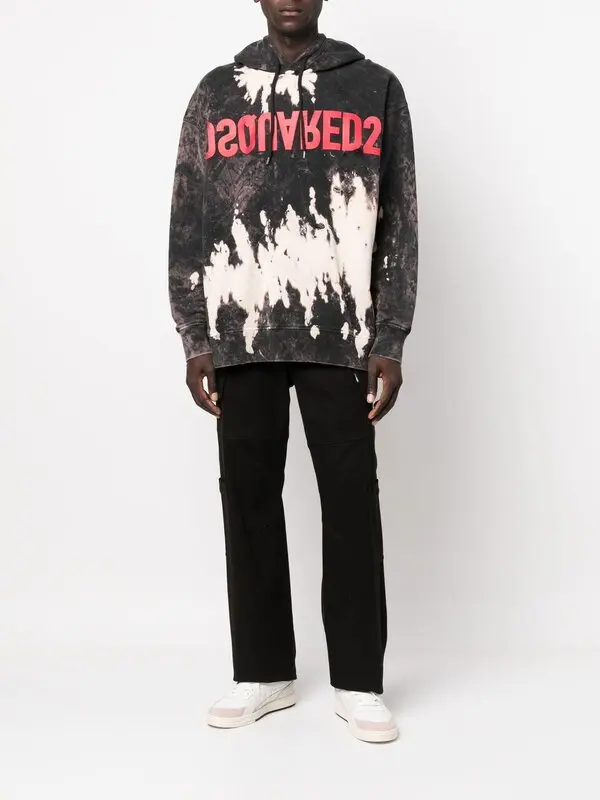 Dsquared2 Reverse Logo-print Bleached Hoodie