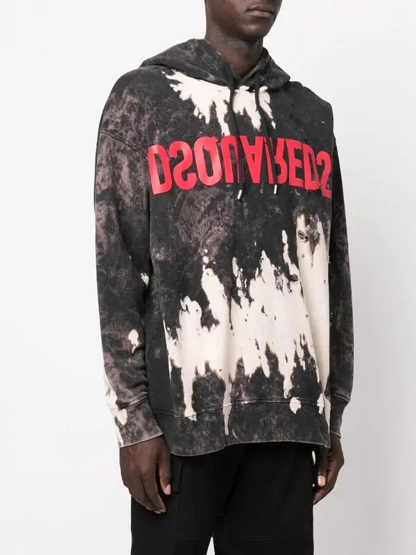 Dsquared2 Reverse Logo-print Bleached Hoodie