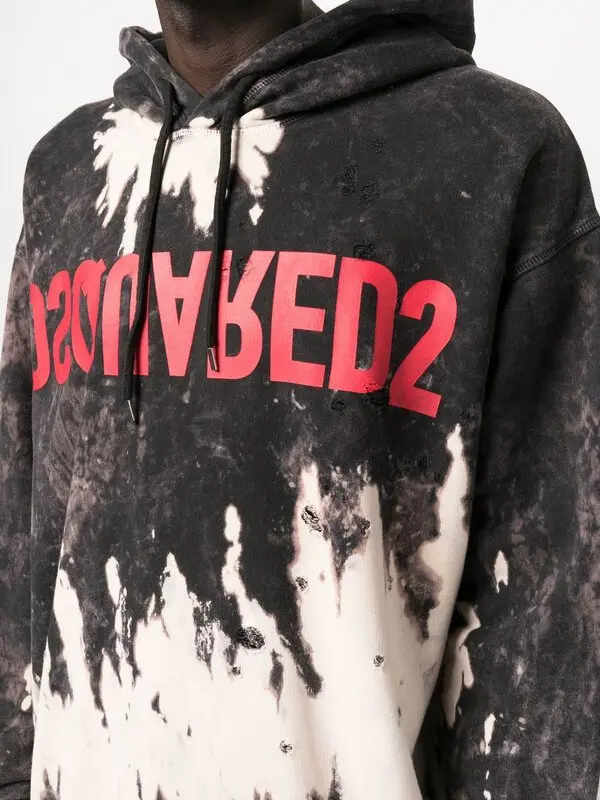 Dsquared2 Reverse Logo-print Bleached Hoodie