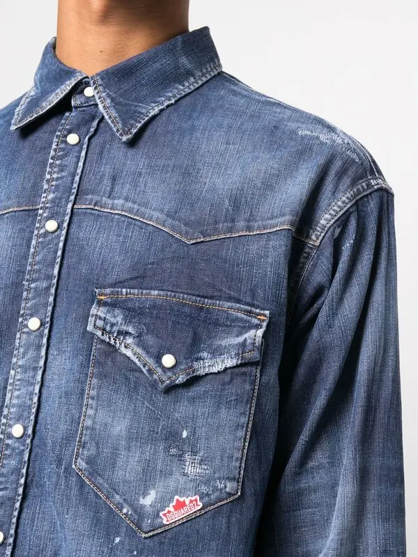 Dsquared2 Logo-patch Denim Shirt - Blue