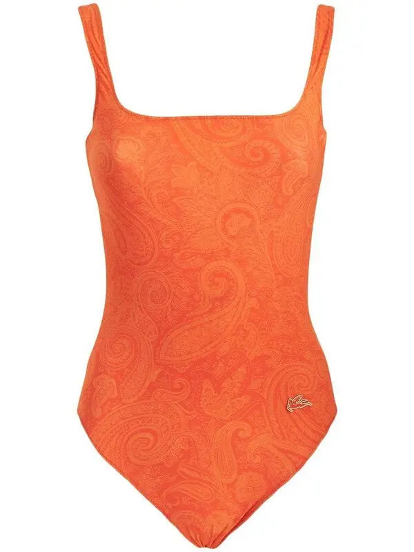 Etro Paisley-print Sleeveless Swimsuit - Orange
