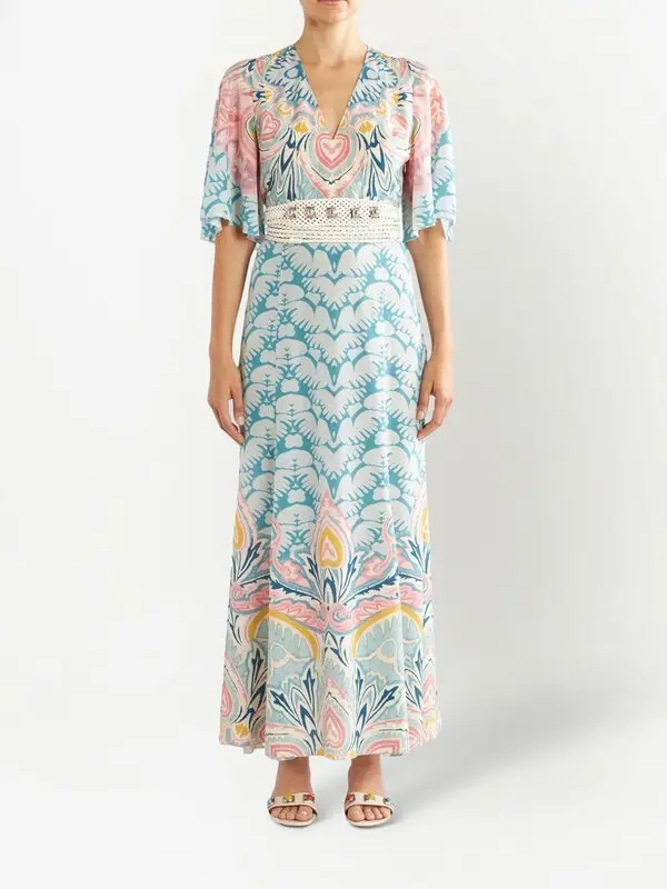 Etro Paisley Print Silk Maxi Dress