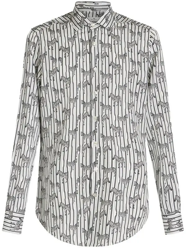Etro Zebra-print Long-sleeved Shirt - White