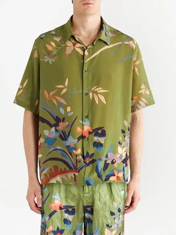 Etro Floral-print Silk Shirt - Green