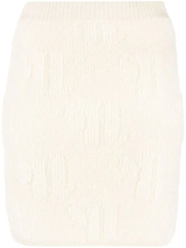 Nanushka Logo-motif Knitted Mini Skirt - Neutrals