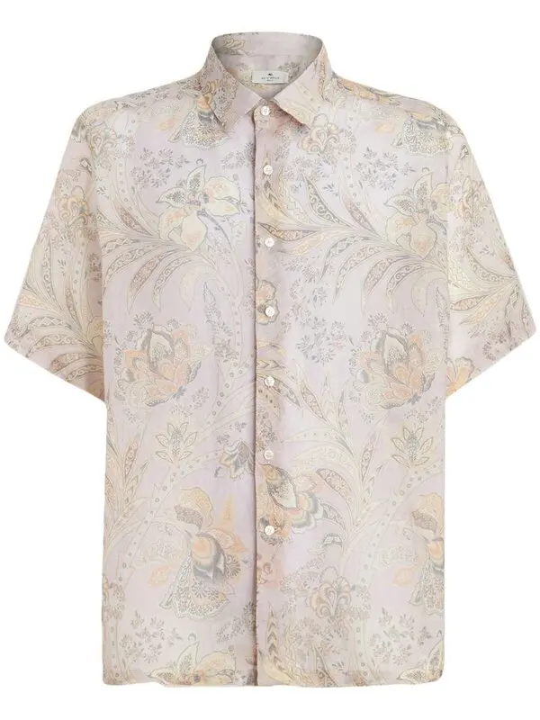 Etro Floral-print Short-sleeved Shirt - Pink