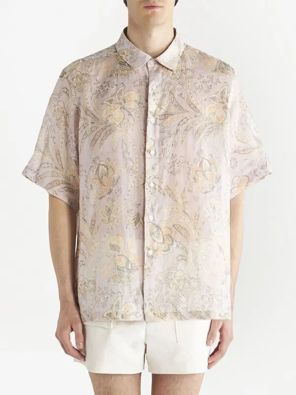 Etro Floral-print Short-sleeved Shirt - Pink