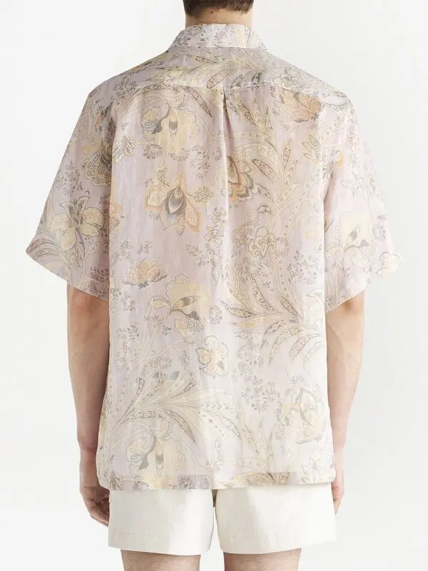 Etro Floral-print Short-sleeved Shirt - Pink