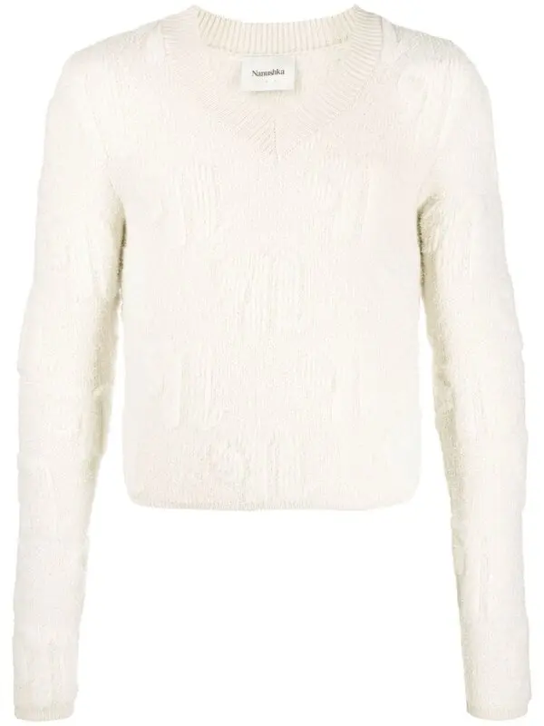 Nanushka Chunky V-neck Wool Blend Sweater