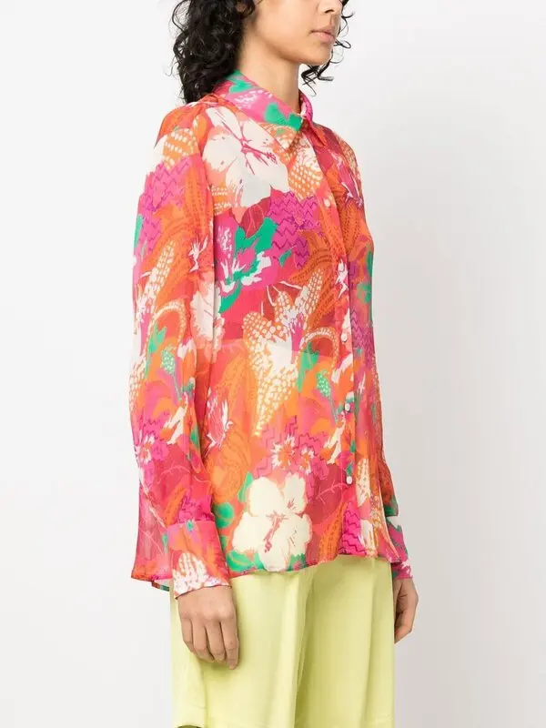 MSGM Floral-print Crepe Shirt