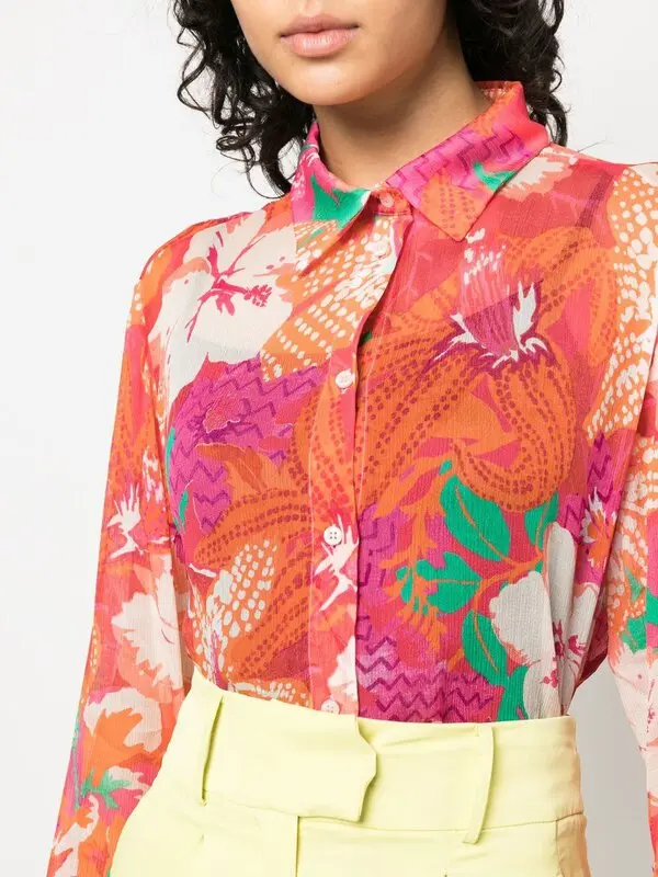 MSGM Floral-print Crepe Shirt