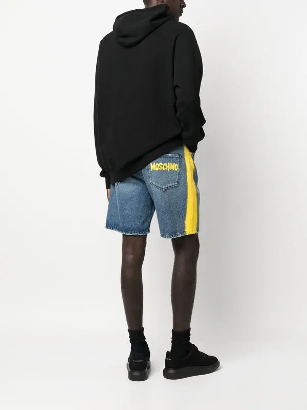 Moschino Denim Shorts With Side Stripe Detail