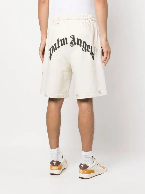 Palm Angels Palm-print Track Shorts - Neutrals