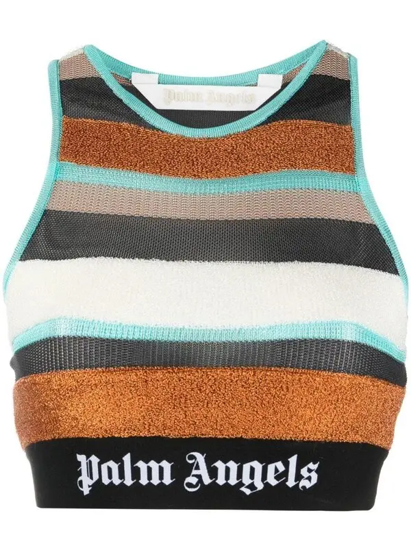 Palm Angels Logo Waistband Striped Knitted Tank Top