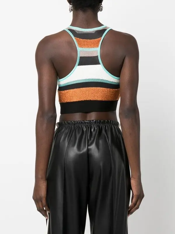 Palm Angels Logo Waistband Striped Knitted Tank Top