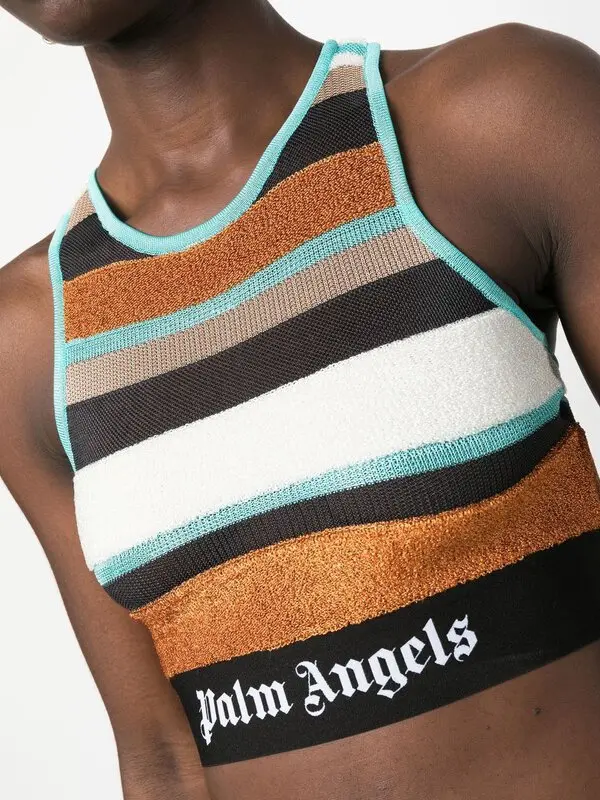 Palm Angels Logo Waistband Striped Knitted Tank Top