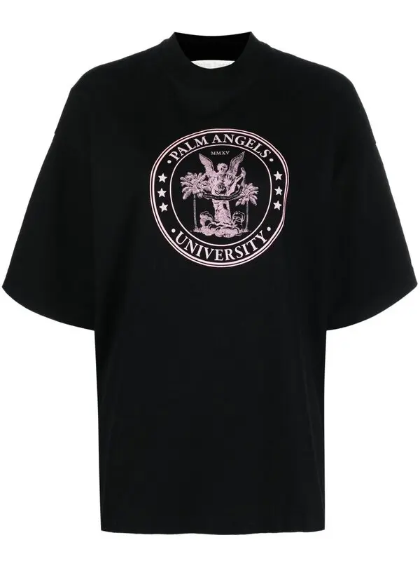 Palm Angels Logo-print Organic Cotton T-shirt - Black