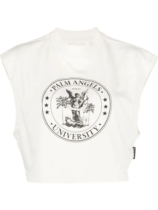 Palm Angels College Logo-print Muscle T-shirt - Neutrals