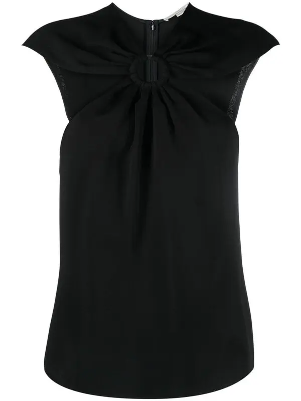 Stella McCartney Ring-hardware Cold-shoulder T-shirt - Black