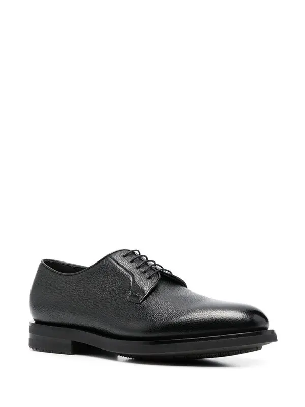 Santoni Almond-Toe Leather Derby Shoes In Black - 65% Off  display picture 1