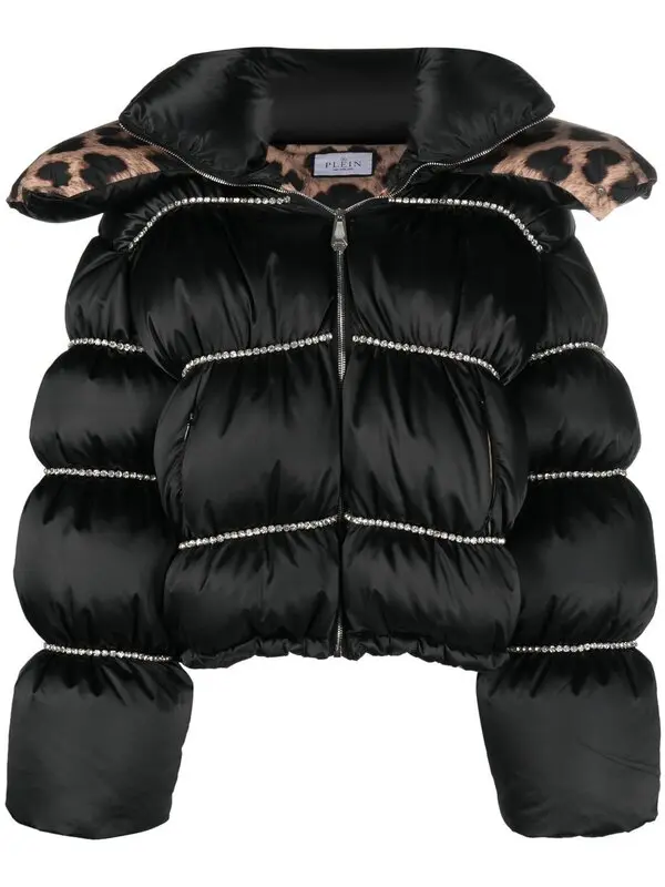 Philipp Plein Flame Embellished Puffer Jacket