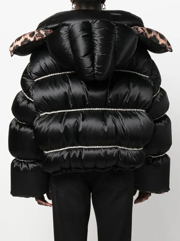 Philipp Plein Flame Embellished Puffer Jacket