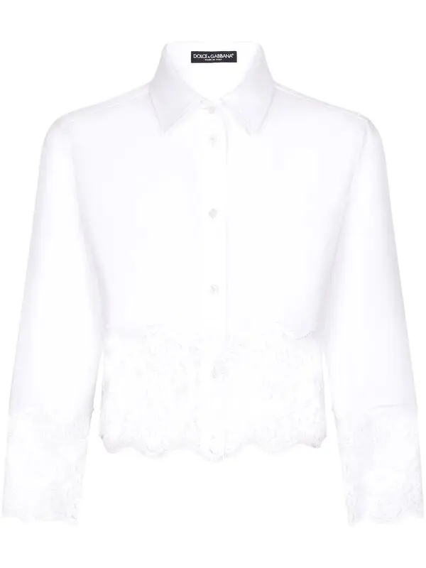 Dolce & Gabbana Lace-insert Crop Poplin Shirt