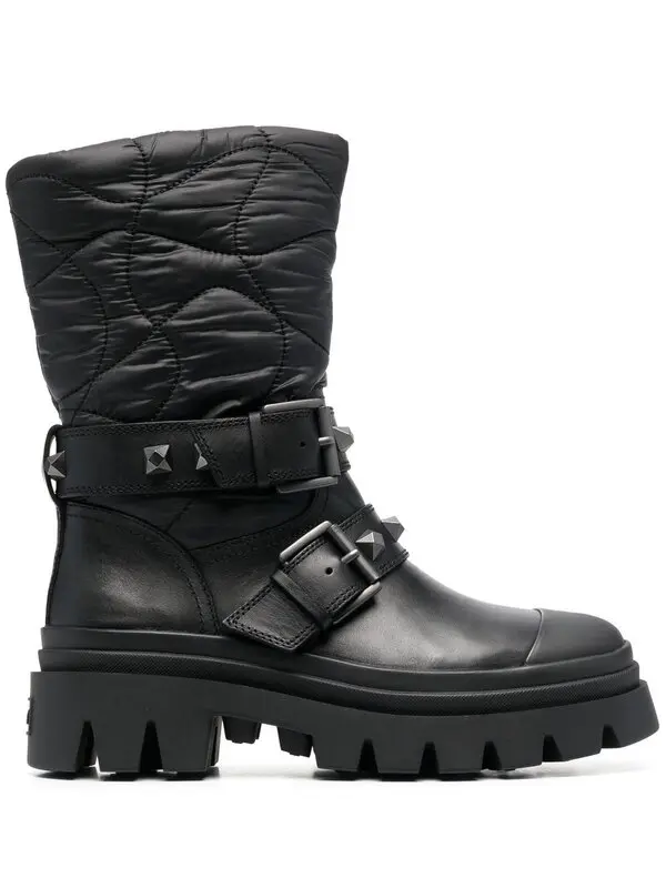 Ash Buckle-detail Faux Leather Boots
