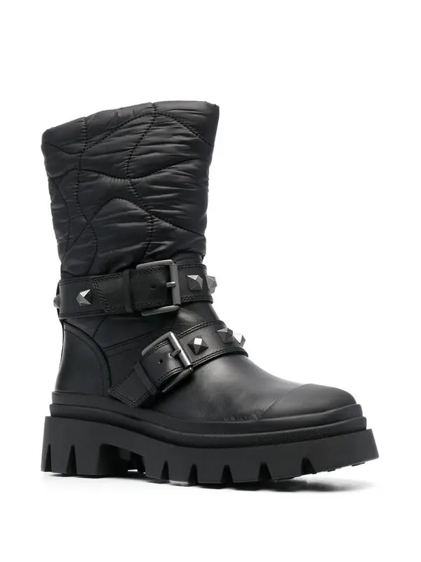 Ash Buckle-detail Faux Leather Boots