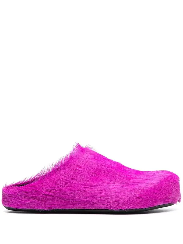Marni Fussbet Calf-hair Slippers - Purple