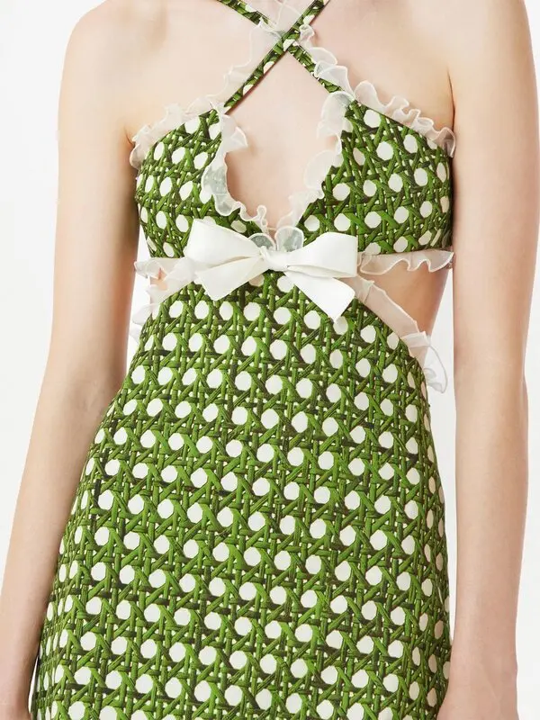 Giambattista Valli Polka-Dot Mini Dress With Bow Detail In Green - 60% Off  | Editorialist