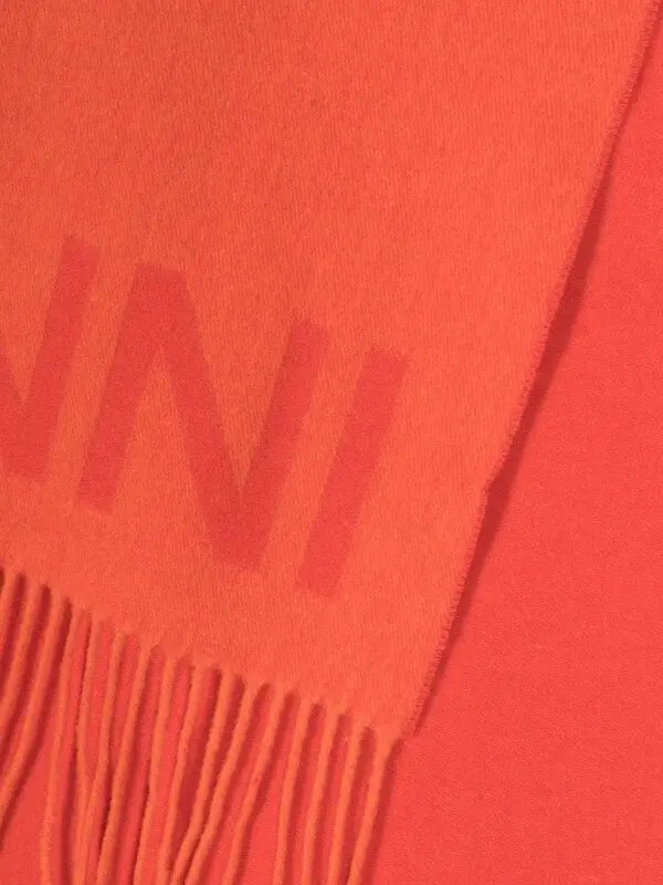 GANNI Logo Jacquard Recycled Wool Scarf