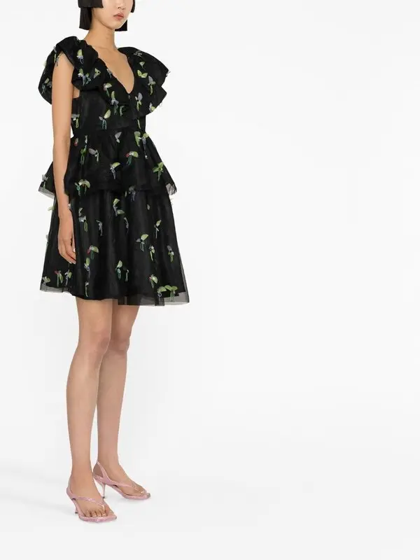 GANNI Animal-print Ruffled Minidress