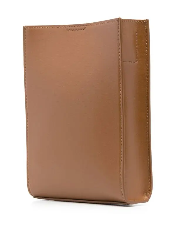 JIL SANDER Leather Shoulder Bag With Logo Lettering - Brown