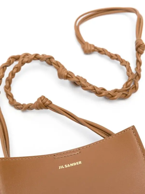 JIL SANDER Leather Shoulder Bag With Logo Lettering - Brown