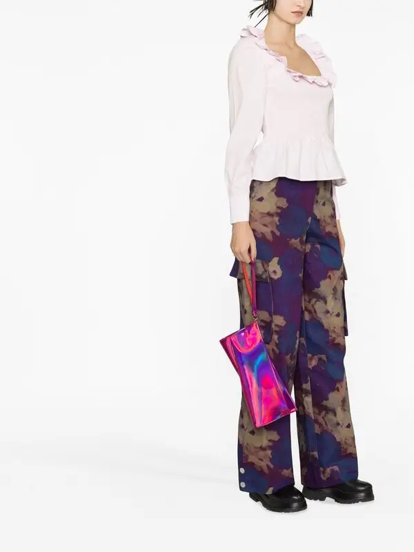 GANNI Ruffle-trim Shirred Top