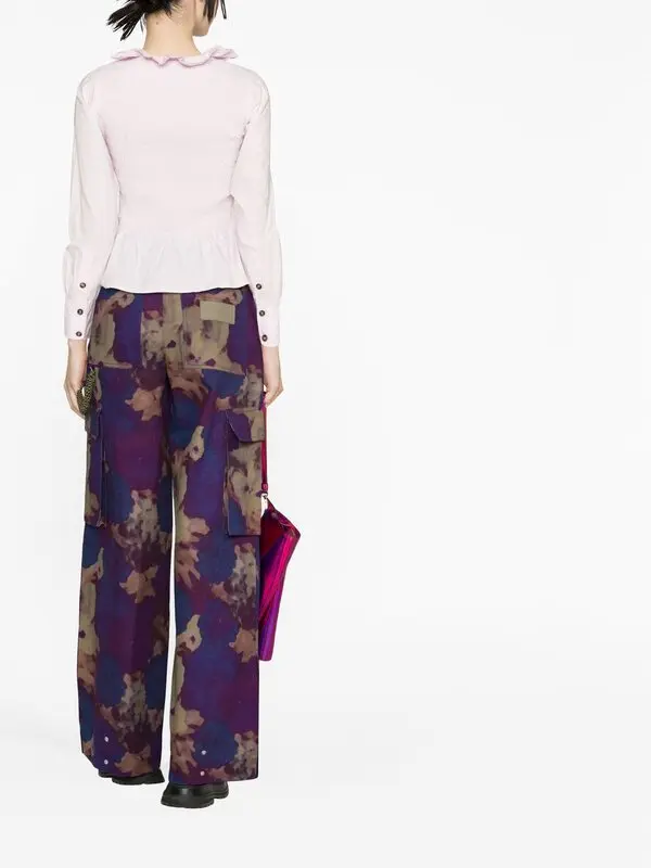 GANNI Ruffle-trim Shirred Top