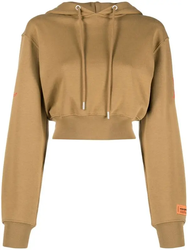 Heron Preston Slogan-print Cropped Hoodie - Brown