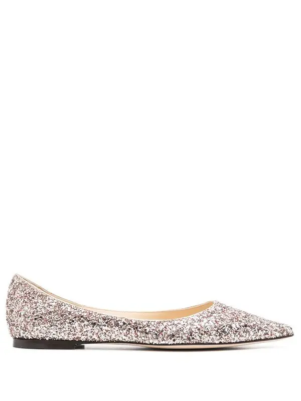 JIMMY CHOO Romy Glitter-embellished Ballet Flats - Pink