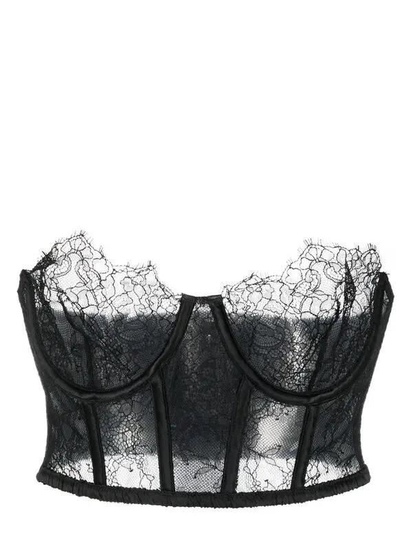 MAISON CLOSE Lace-detail Bustier Bra - Black